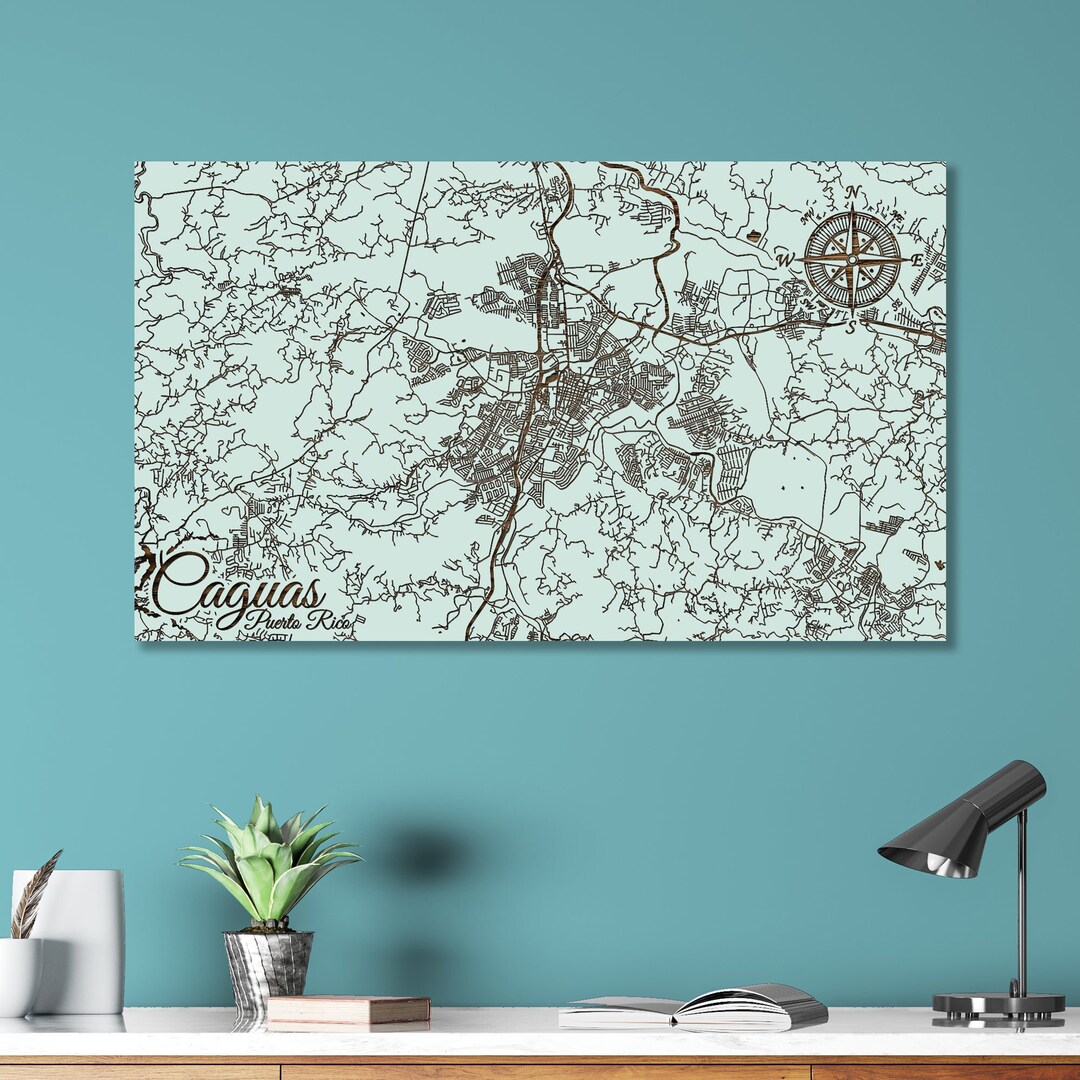 Puerto Rico: Caguas Street Map| Wood Wall Decor - Etsy