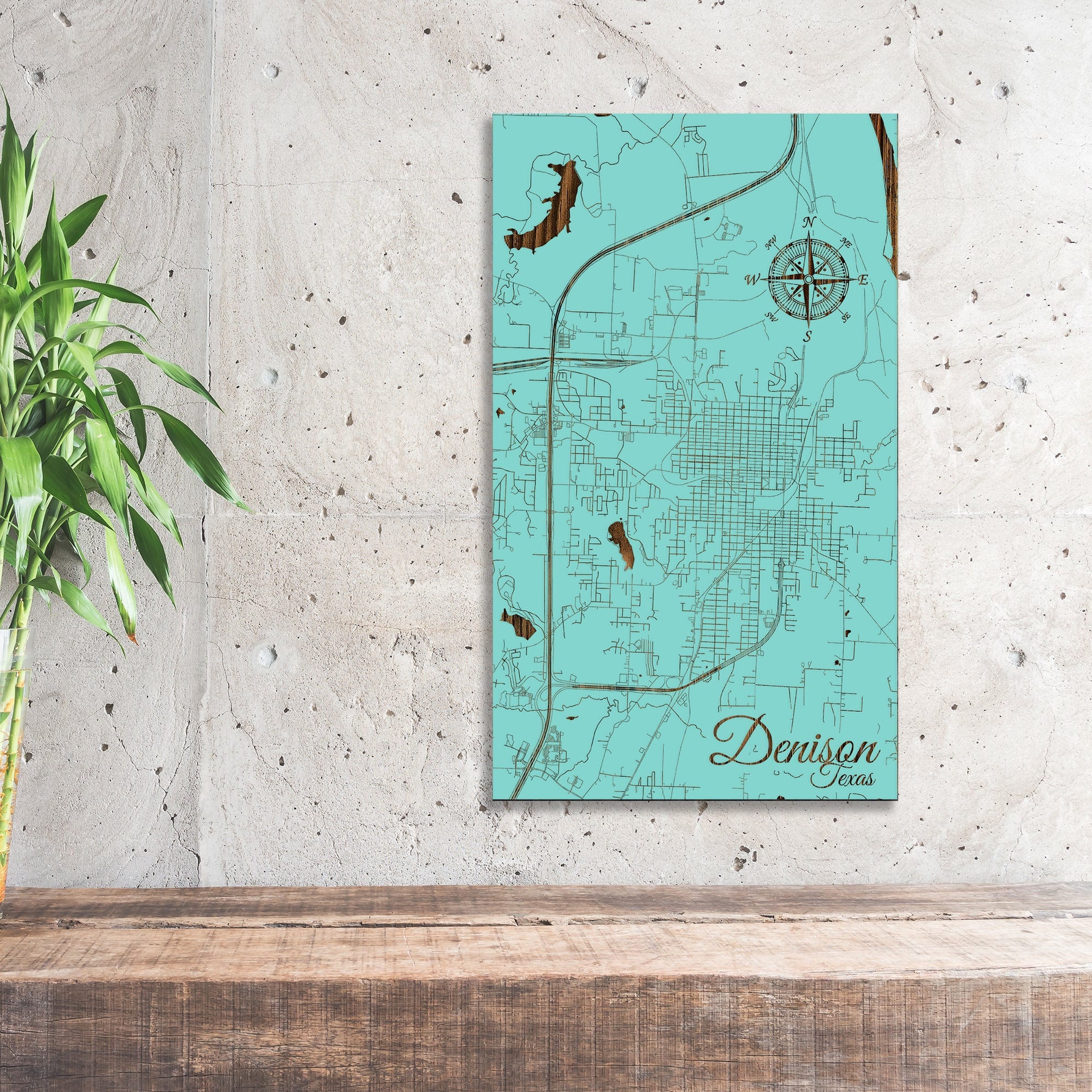 Texas: Denison Street Map| Wood Wall Decor - Etsy