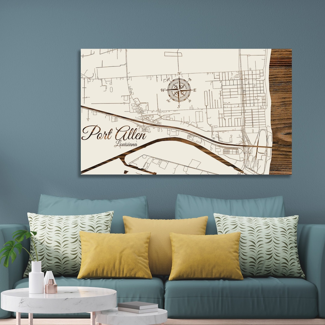 Wood Engraved Port Allen, Louisiana Street Map Art - Etsy