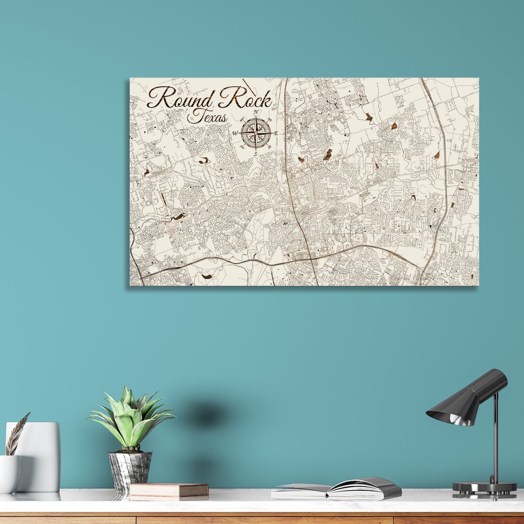 Round Rock, Texas Street Map | Wood Wall Art | Wood Wall Map | Wood ...