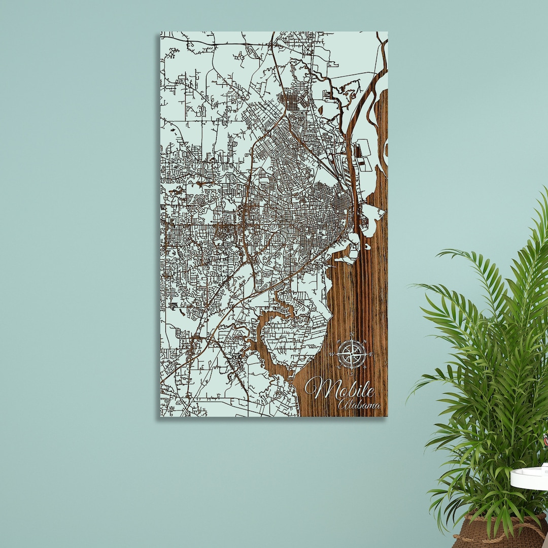 Mobile, Alabama Street Map | Wall Art| Wood Wall Decor | Home Decor ...