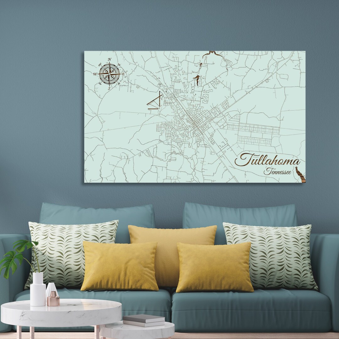 Tennessee: Tullahoma Street Map| Wood Wall Decor - Etsy
