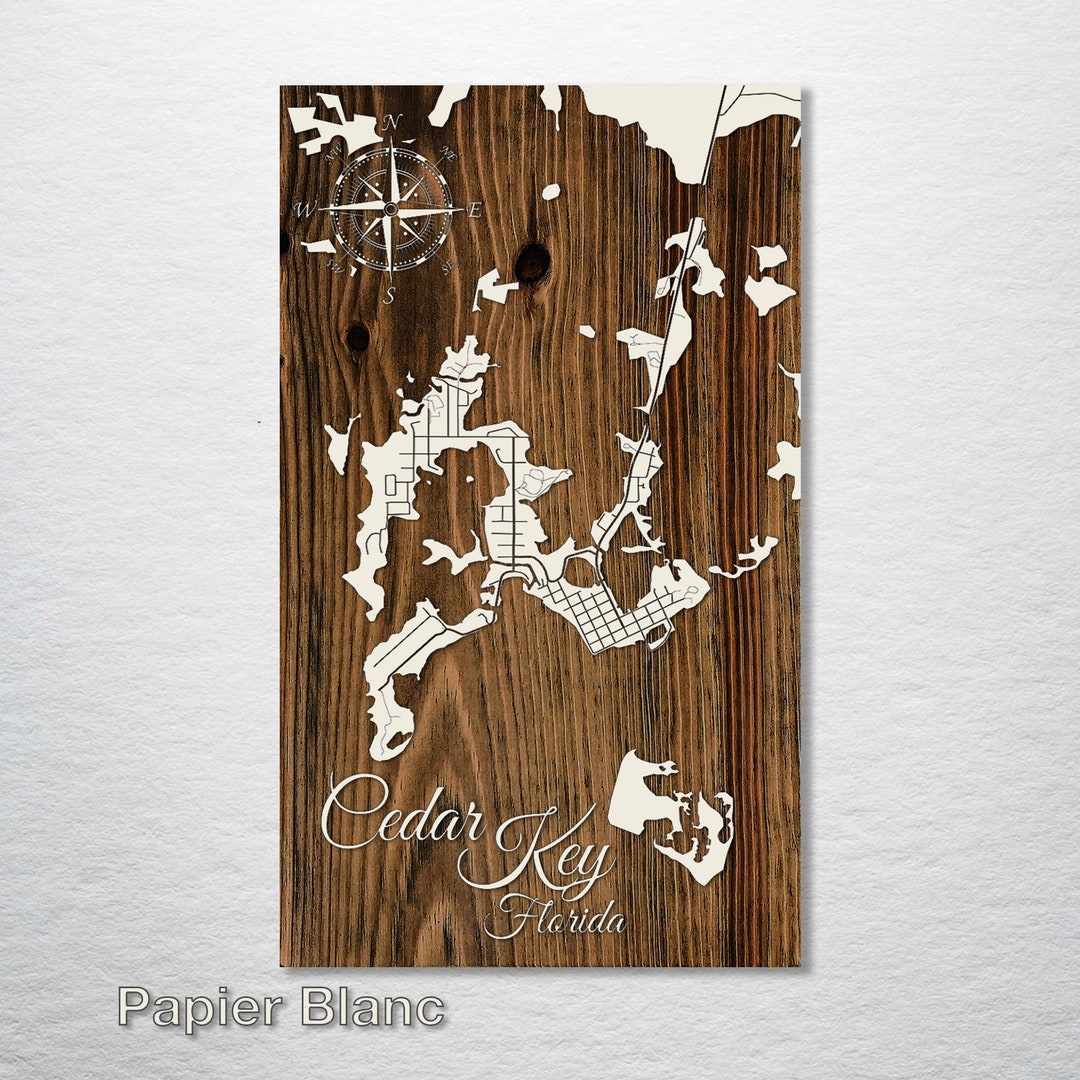 Cedar Key, Florida Street Map | Wood Engraved Maps | Wall Art| Wood ...
