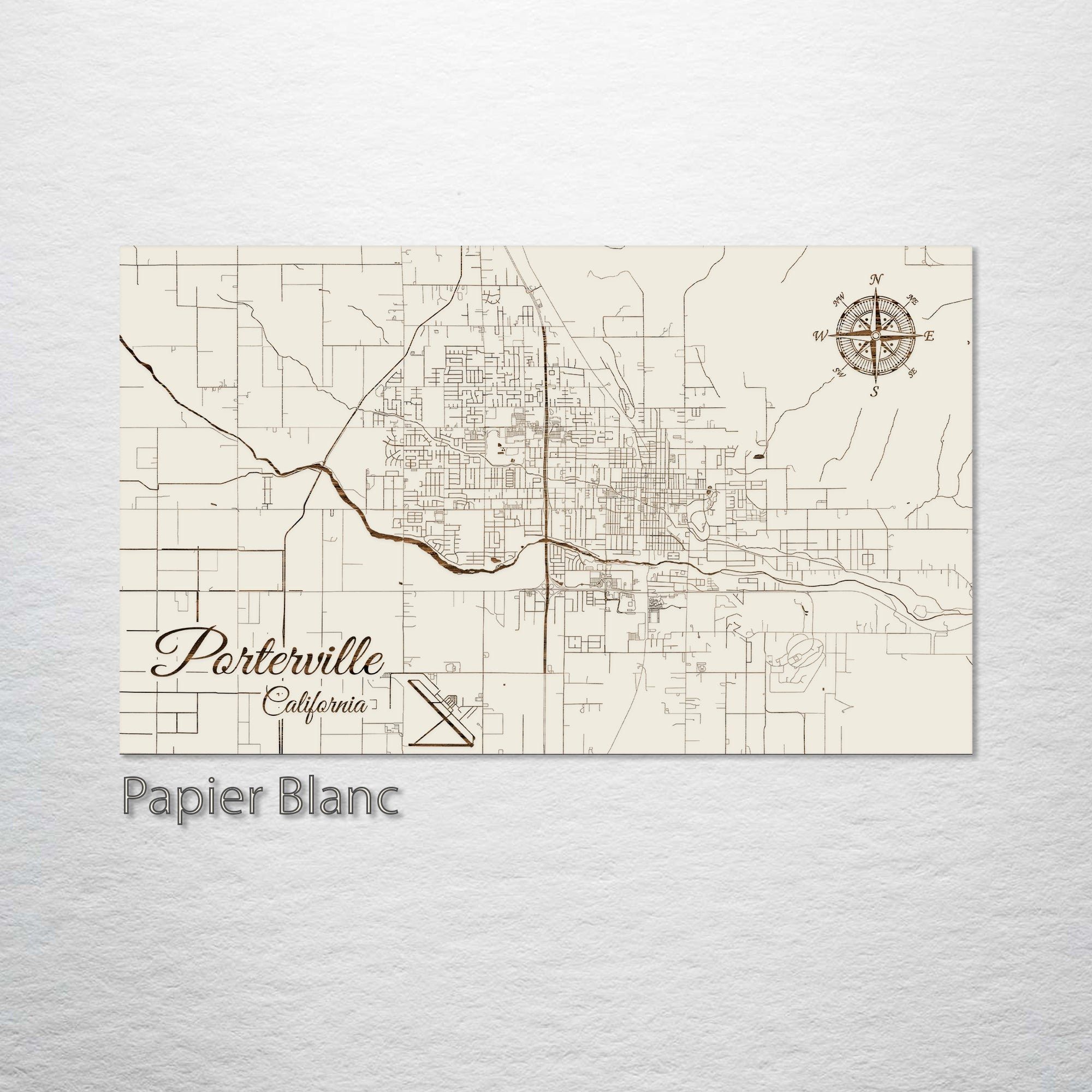 California: Porterville Street Map Wood Engraved Maps Wall - Etsy