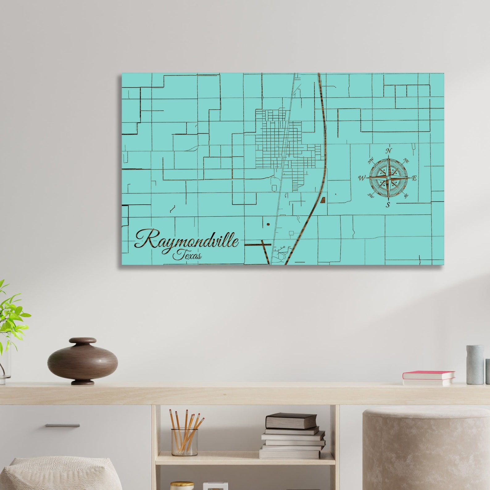 Raymondville Texas Street Map: Engraved Wood Wall Art - Etsy