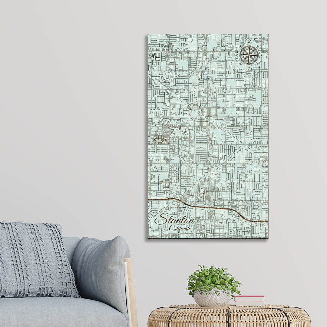 California: Stanton Street Map; Wind Engraved Maps, Wall Art| Wood Wall ...