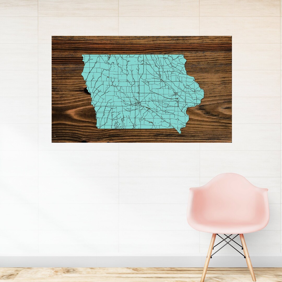 Wood Engraved Iowa State Map: Rustic Wall Art - Etsy