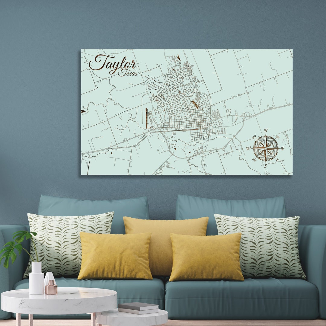 Taylor, Texas Street Map | Wood Wall Decor | Home Decor | Wood Wall Map ...