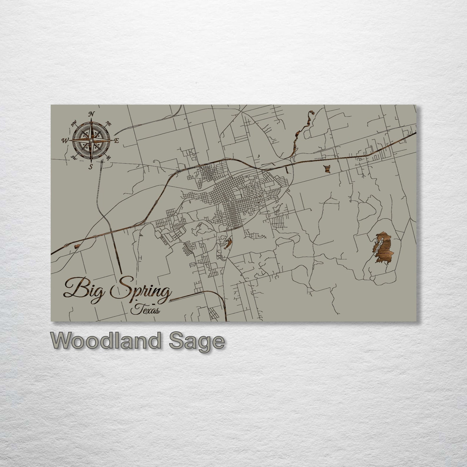Big Spring, Texas Wood Engraved Street Map Art - Etsy