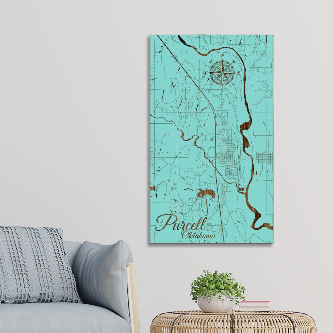 Oklahoma: Purcell Street Map| Wood Wall Decor - Etsy