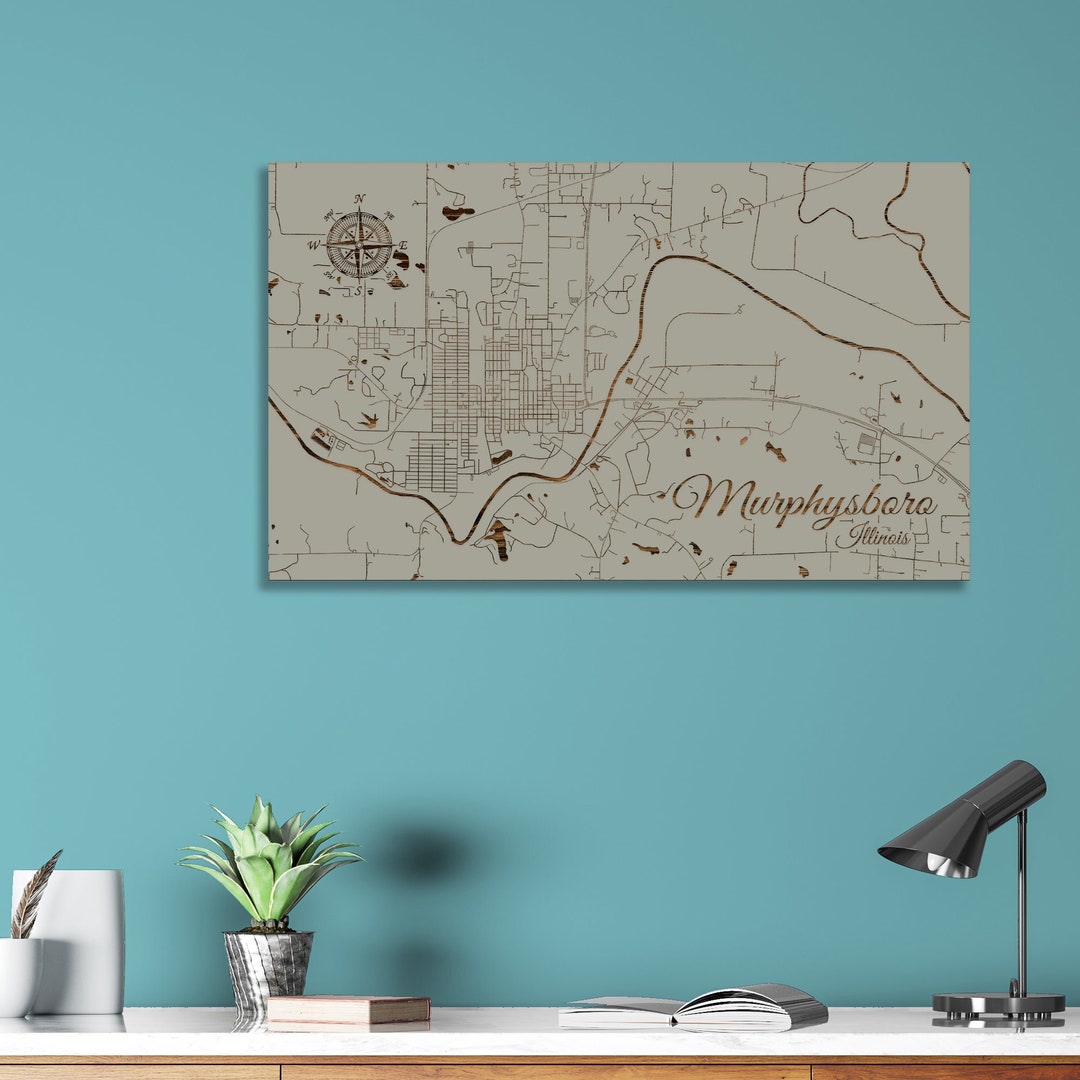 Illinois: Murphysboro Street Map Wood Engraved Maps Wall Art - Etsy