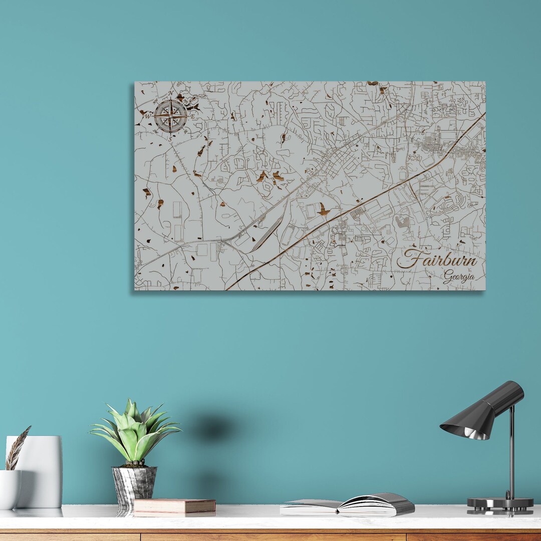 Fairburn, Georgia Street Map: Wood Engraved Wall Art - Etsy