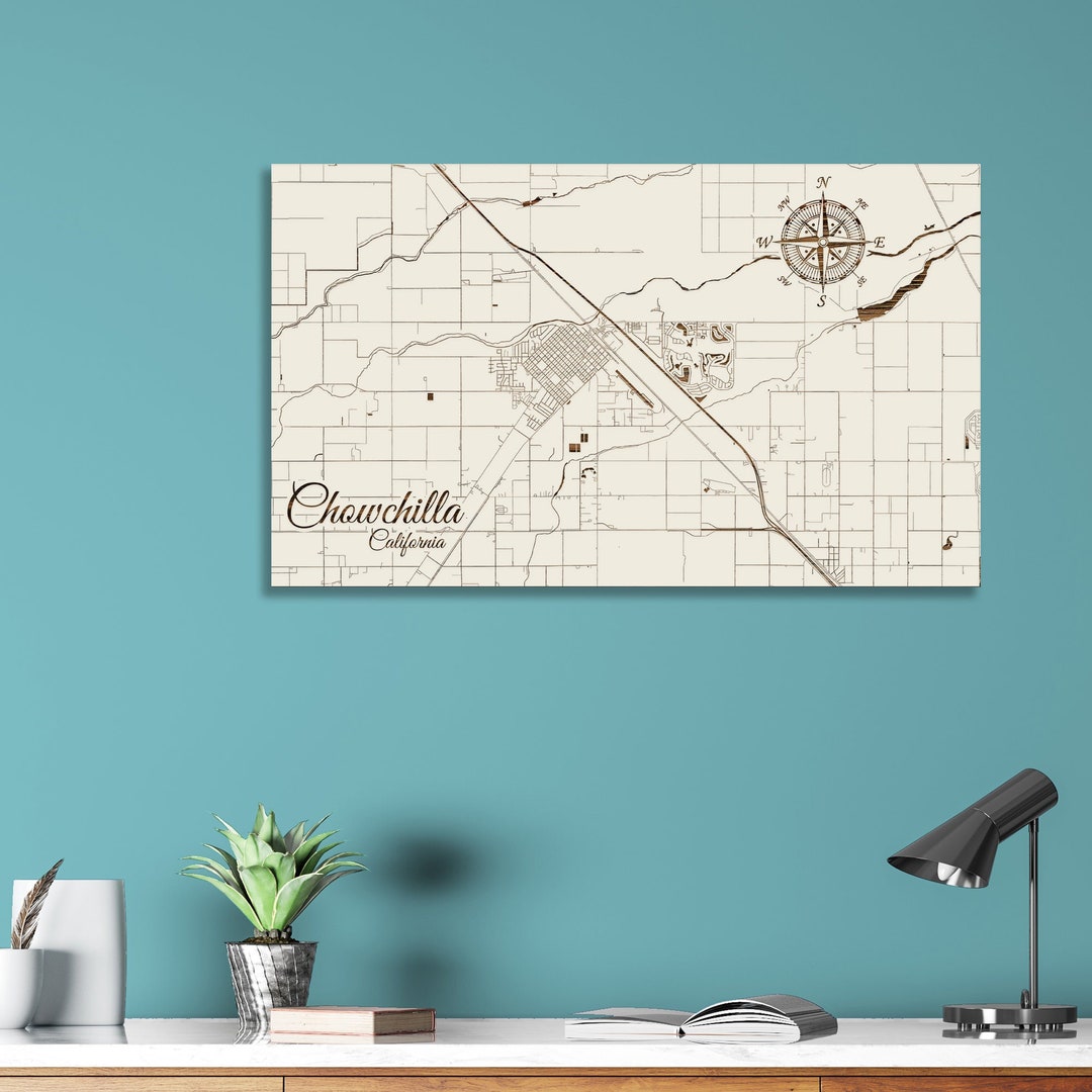 California: Chowchilla Street Map; Wood Engraved Maps, Wall Art| Wood ...