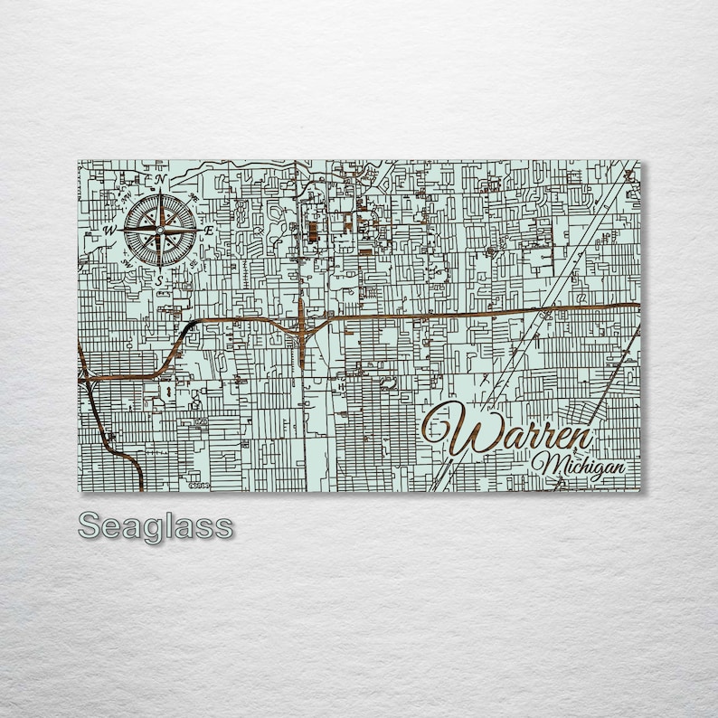 Warren, Michigan Street Map | Wood Wall Art | Wood Wall Map | Wood ...