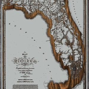 Historic Wood Map of Florida 1823 | Florida Map 1823 Wall Art | Old Map ...