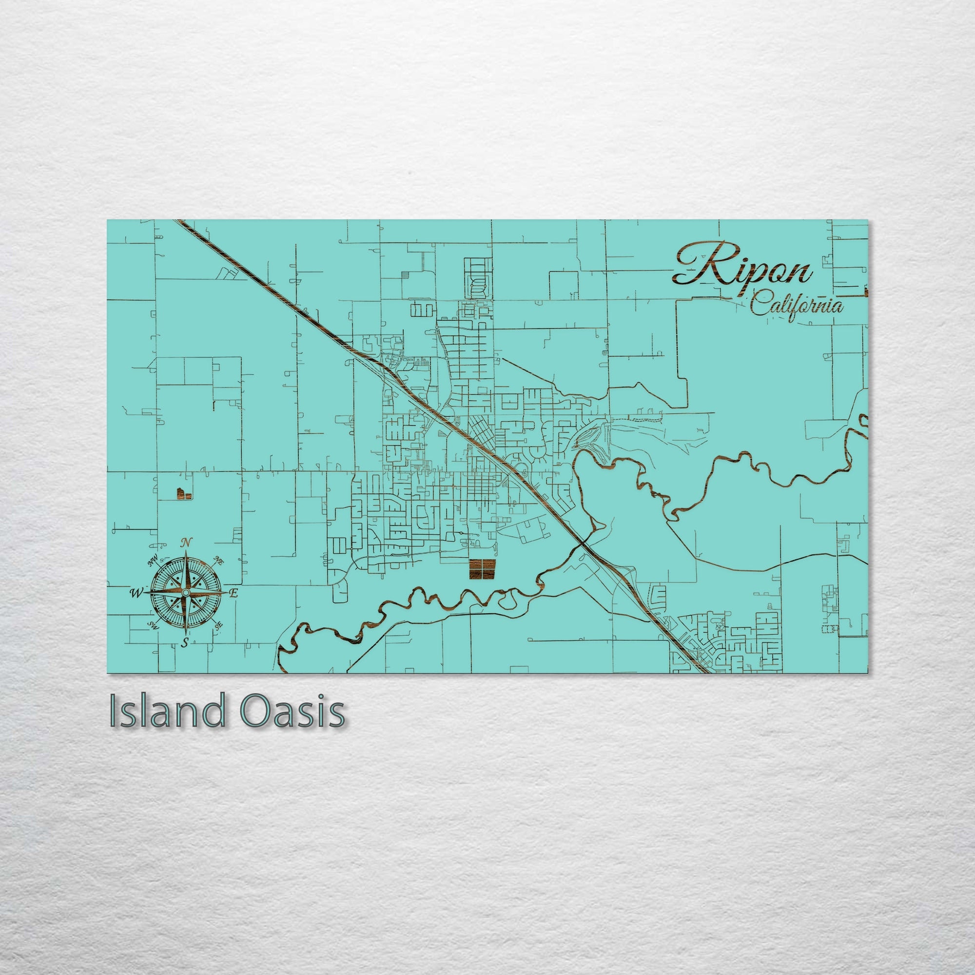 Ripon California Street Map: Wood Engraved Wall Art - Etsy