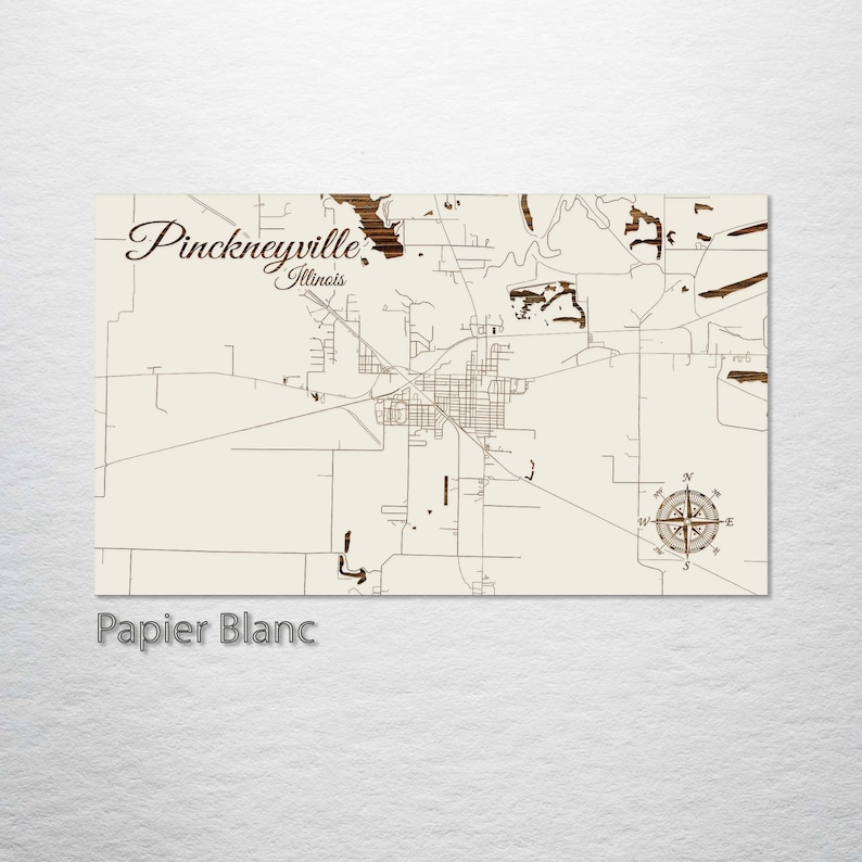 Illinois: Pinckneyville Street Map Wood Engraved Maps Wall - Etsy
