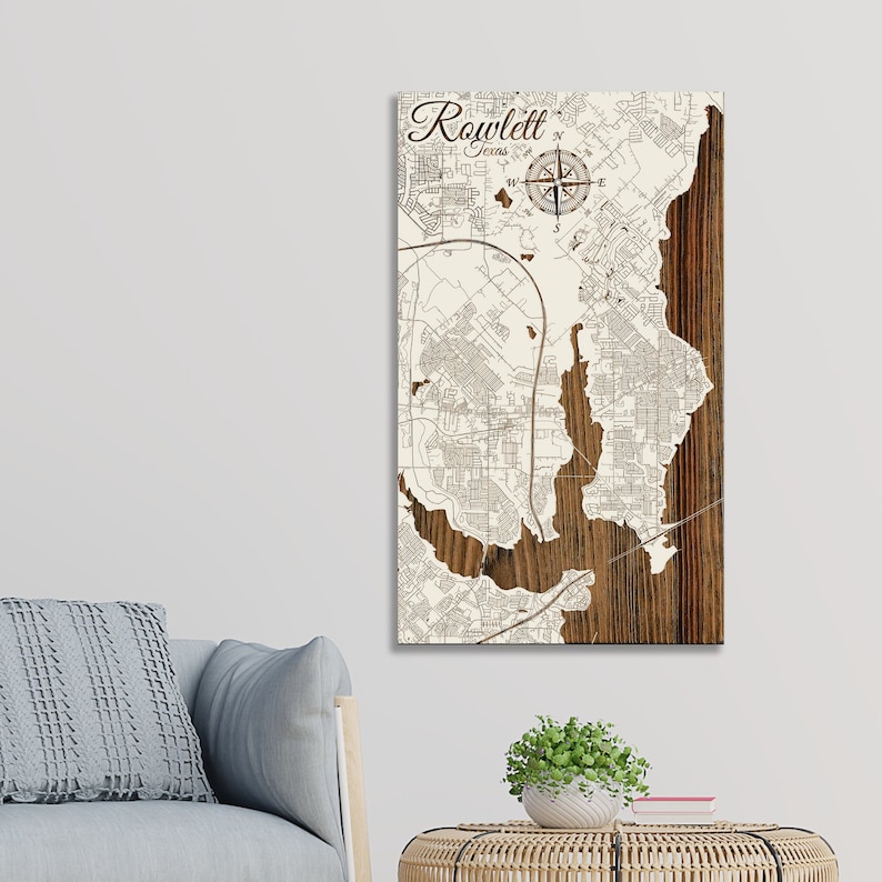 Texas: Rowlett Street Map| Wood Wall Decor - Etsy
