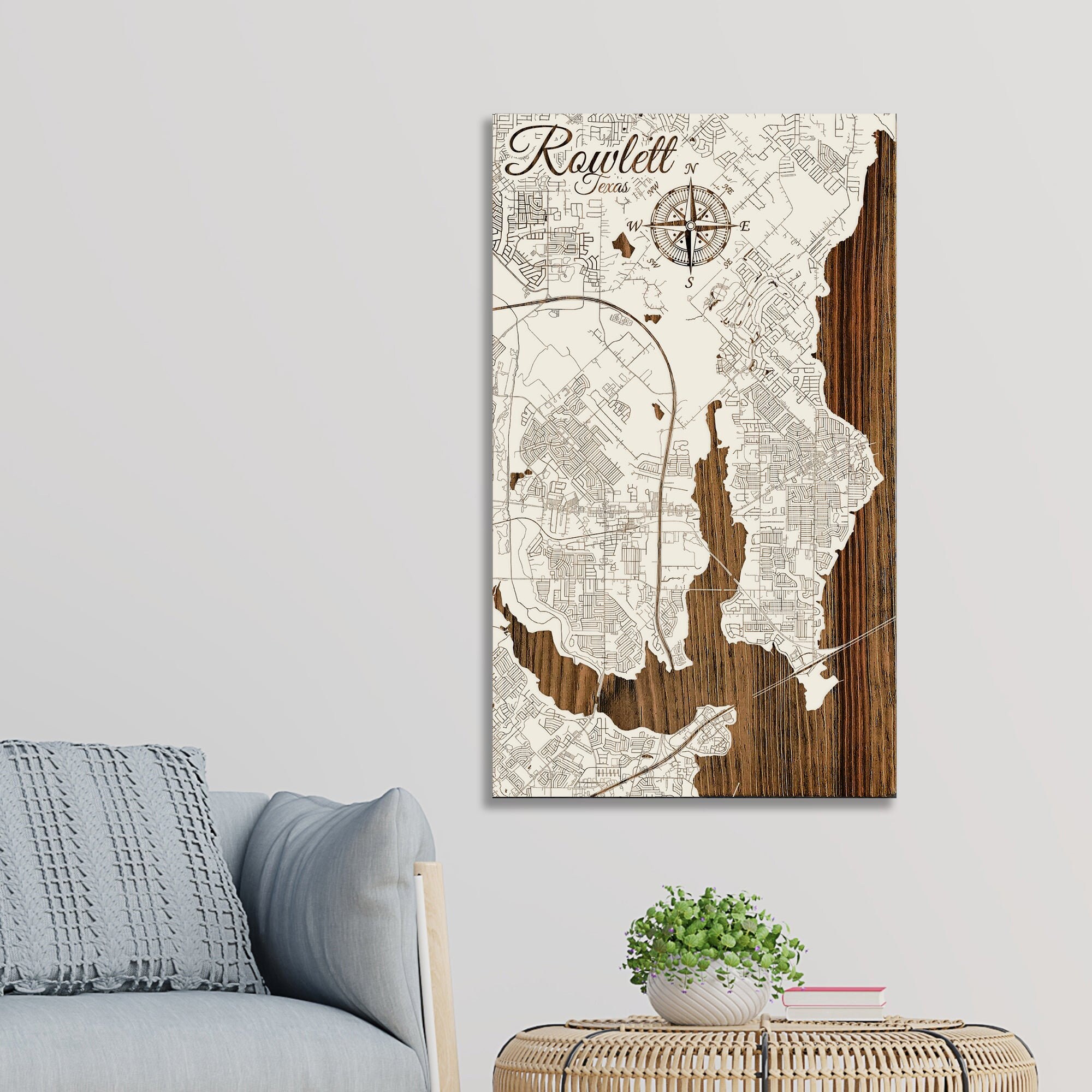 Texas: Rowlett Street Map| Wood Wall Decor - Etsy