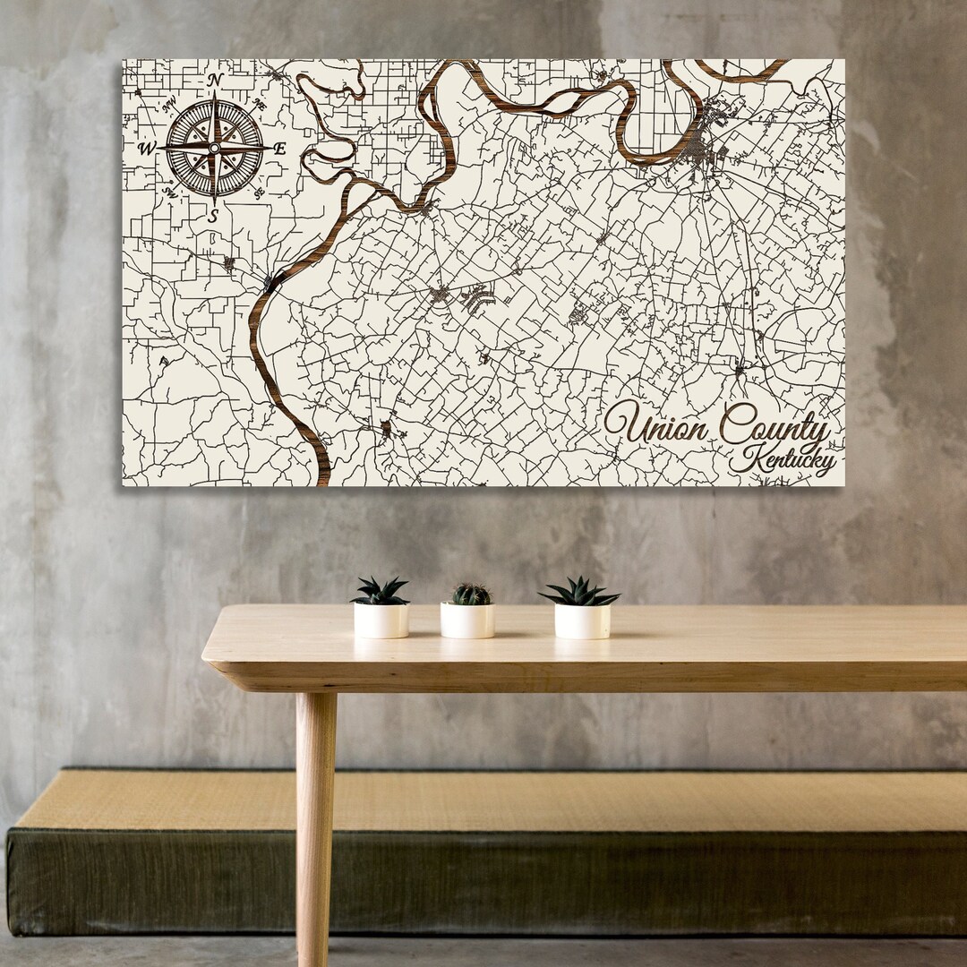 Union County, Kentucky Street Map | Wood Wall Decor | Home Decor | Wood ...