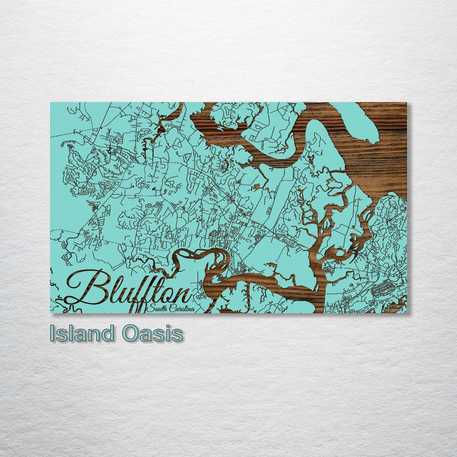 Bluffton, South Carolina Street Map | Wood Wall Decor | Wood Wall Map ...