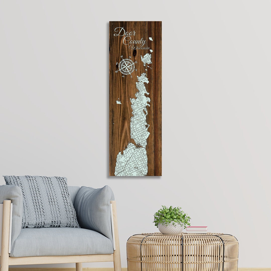 Wisconsin: Door County Map| Wood Wall Decor - Etsy