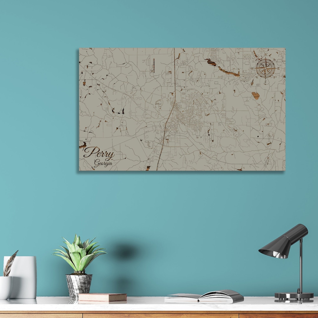 Perry, Georgia Street Map: Wood Engraved Wall Art - Etsy