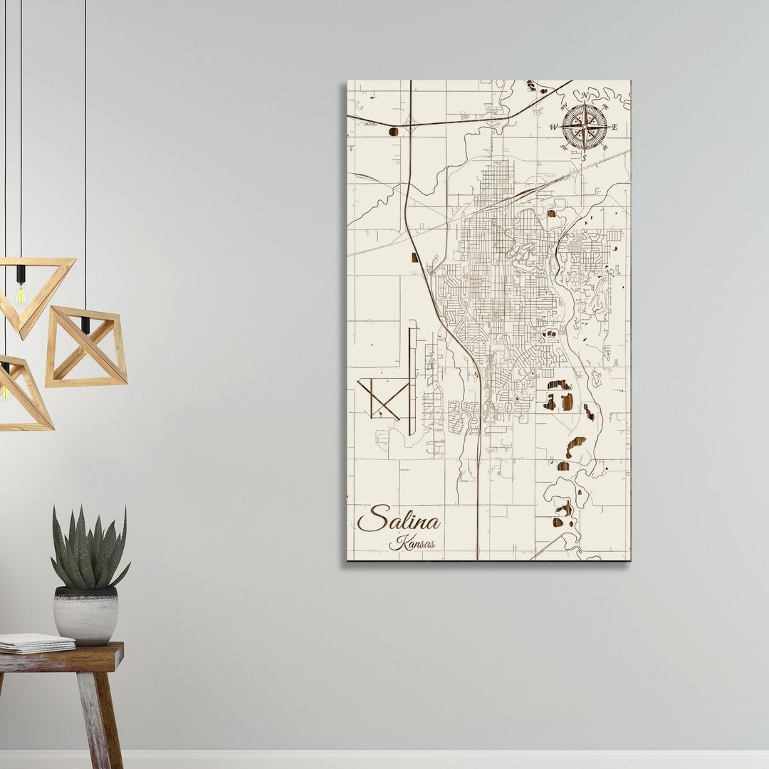 Kansas: Salina Street Map| Wood Wall Decor - Etsy