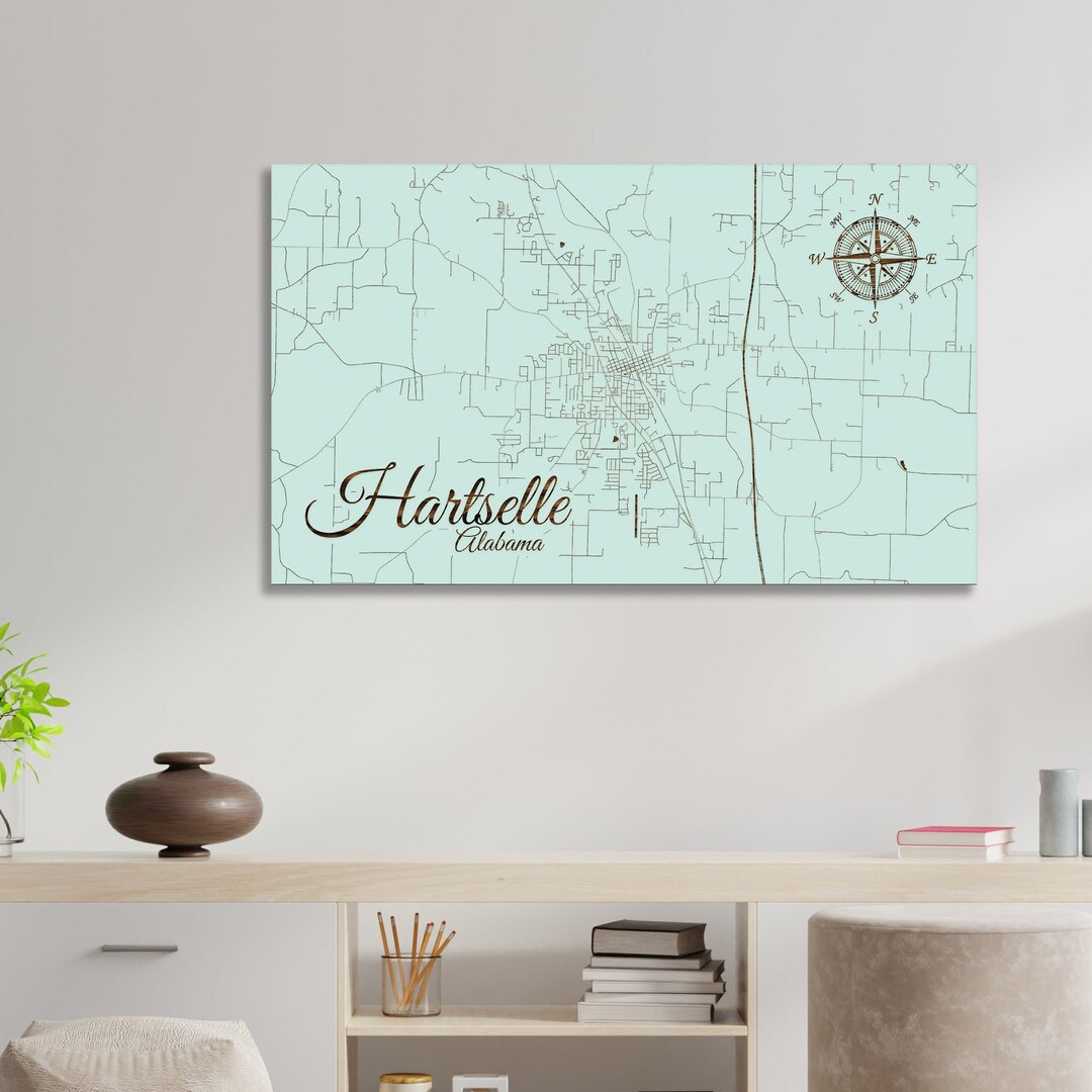 Hartselle Alabama Street Map: Wood Engraved Wall Art - Etsy