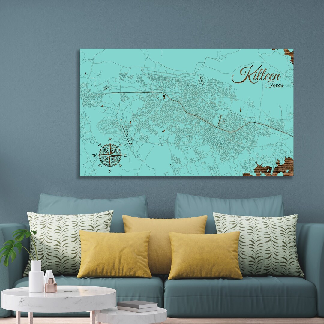 Killeen, Texas Street Map | Wood Wall Art | Wood Wall Map | Wood ...