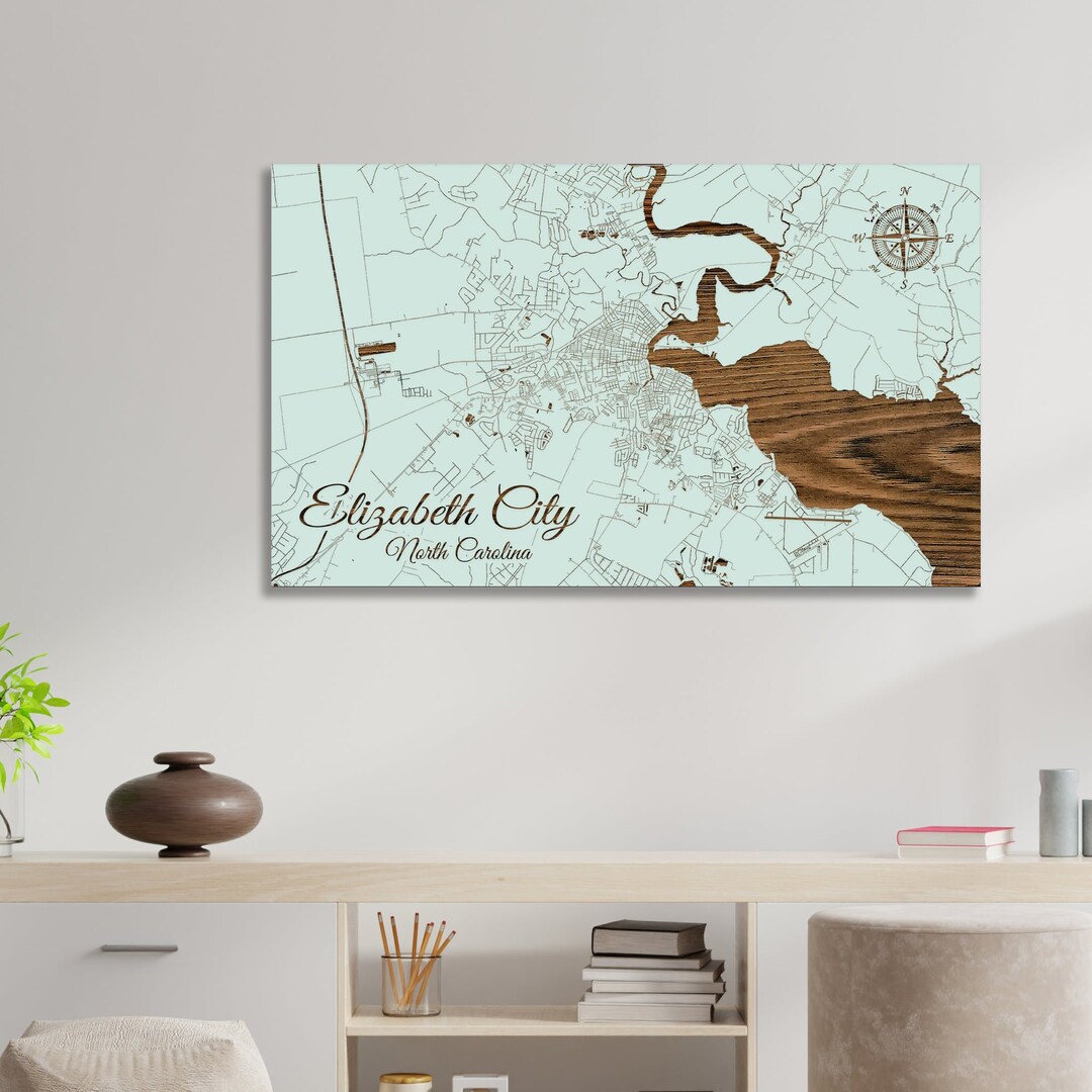 North Carolina: Elizabeth City Street Map| Wood Wall Decor - Etsy
