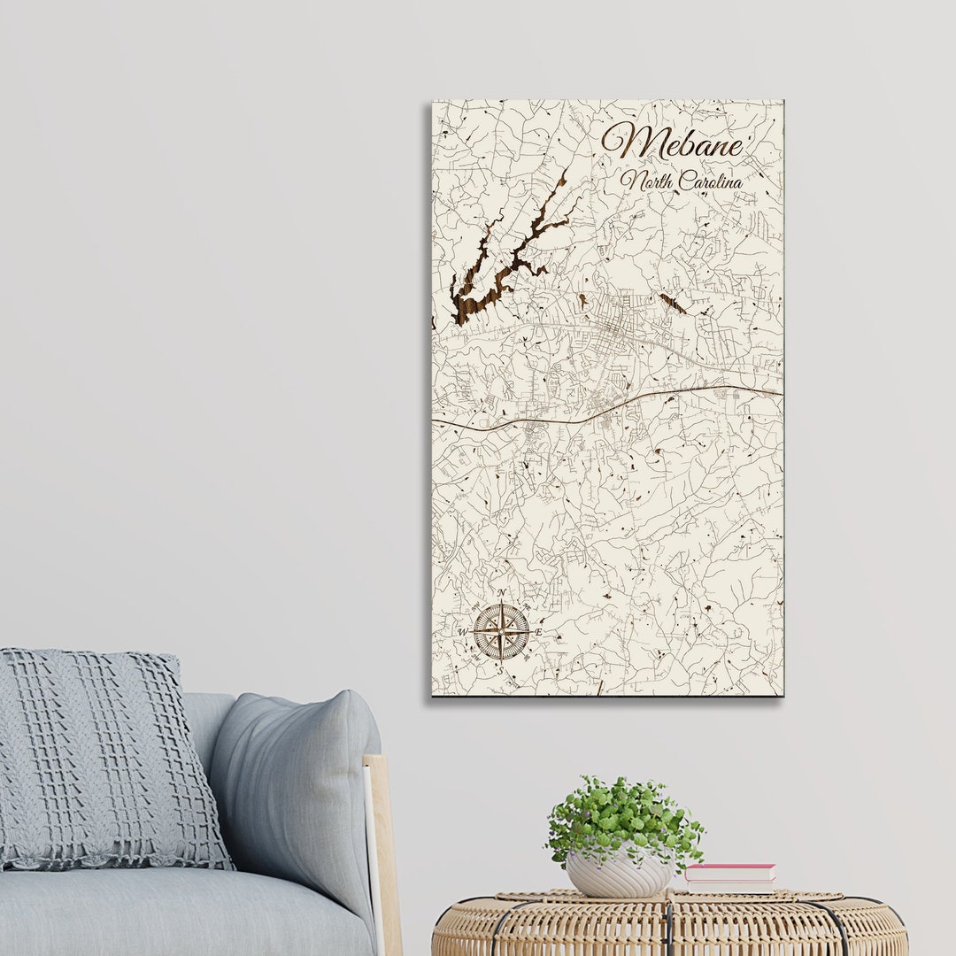 Mebane, North Carolina Street Map | Wood Wall Decor | Home Decor | Wood ...