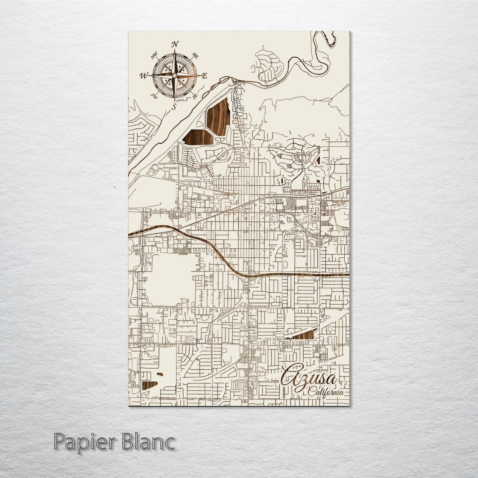 Azusa California Map: Wood Engraved Wall Art - Etsy