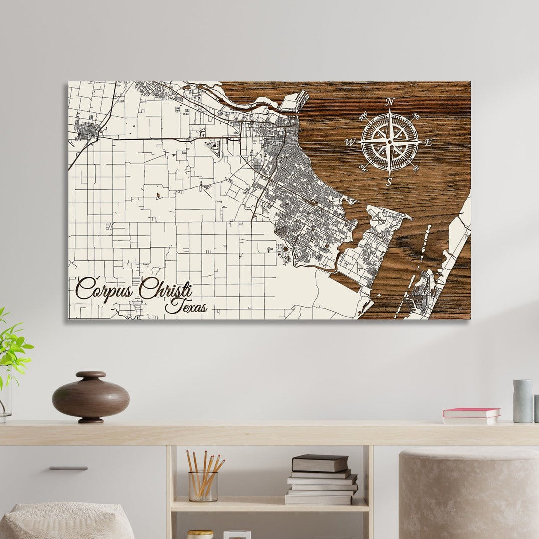 Corpus Christi, Texas Street Map | Wood Wall Art | Wood Wall Map | Wood ...