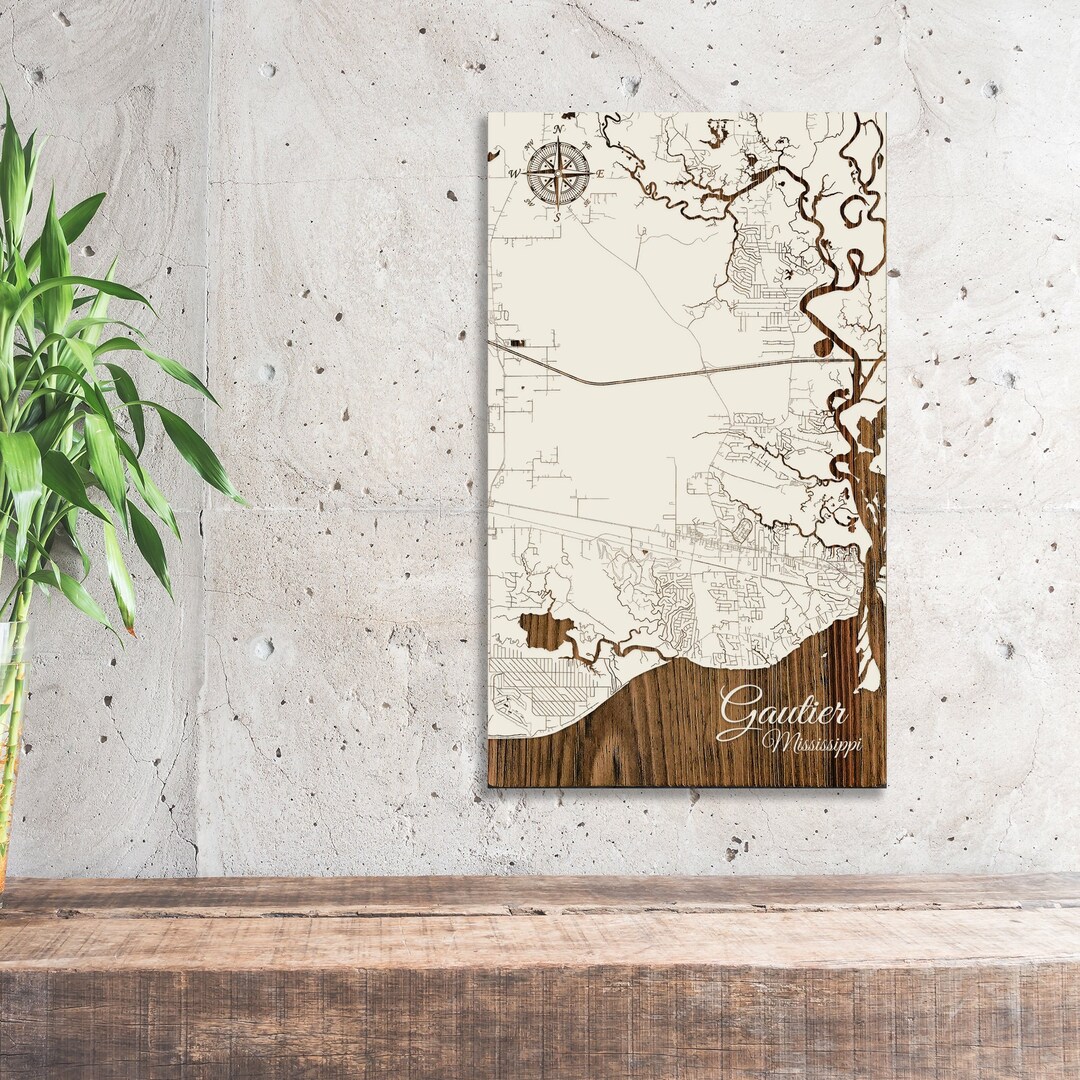 Mississippi: Gautier Street Map| Wood Wall Decor - Etsy