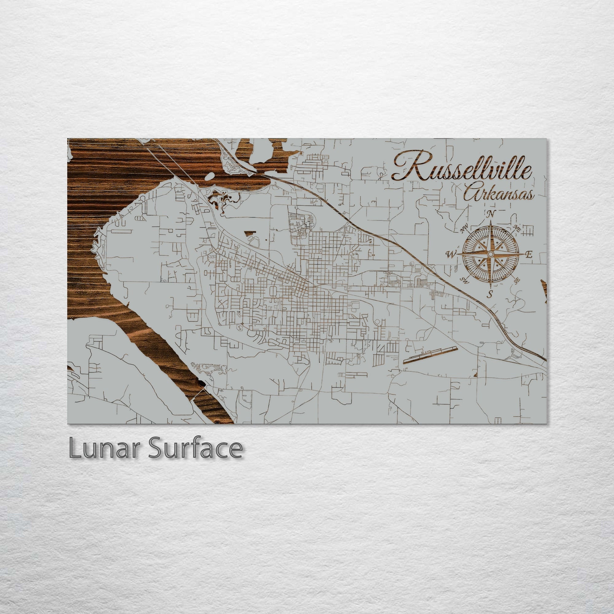 Arkansas: Russellville Street Map Wood Engraved Maps Wall - Etsy