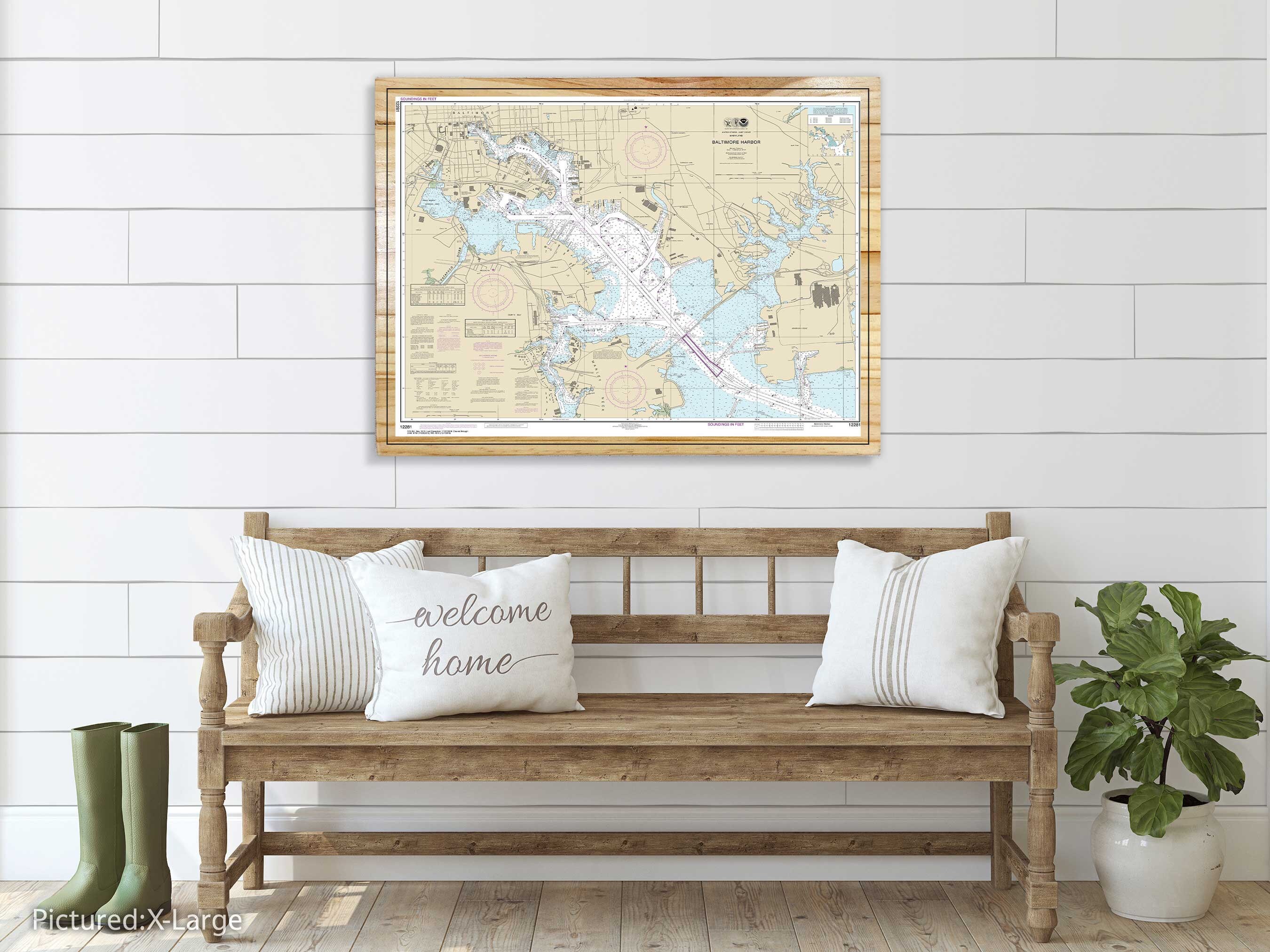 Baltimore Harbor Nautical Chart: Coastal Wall Art on Pine Wood - Etsy
