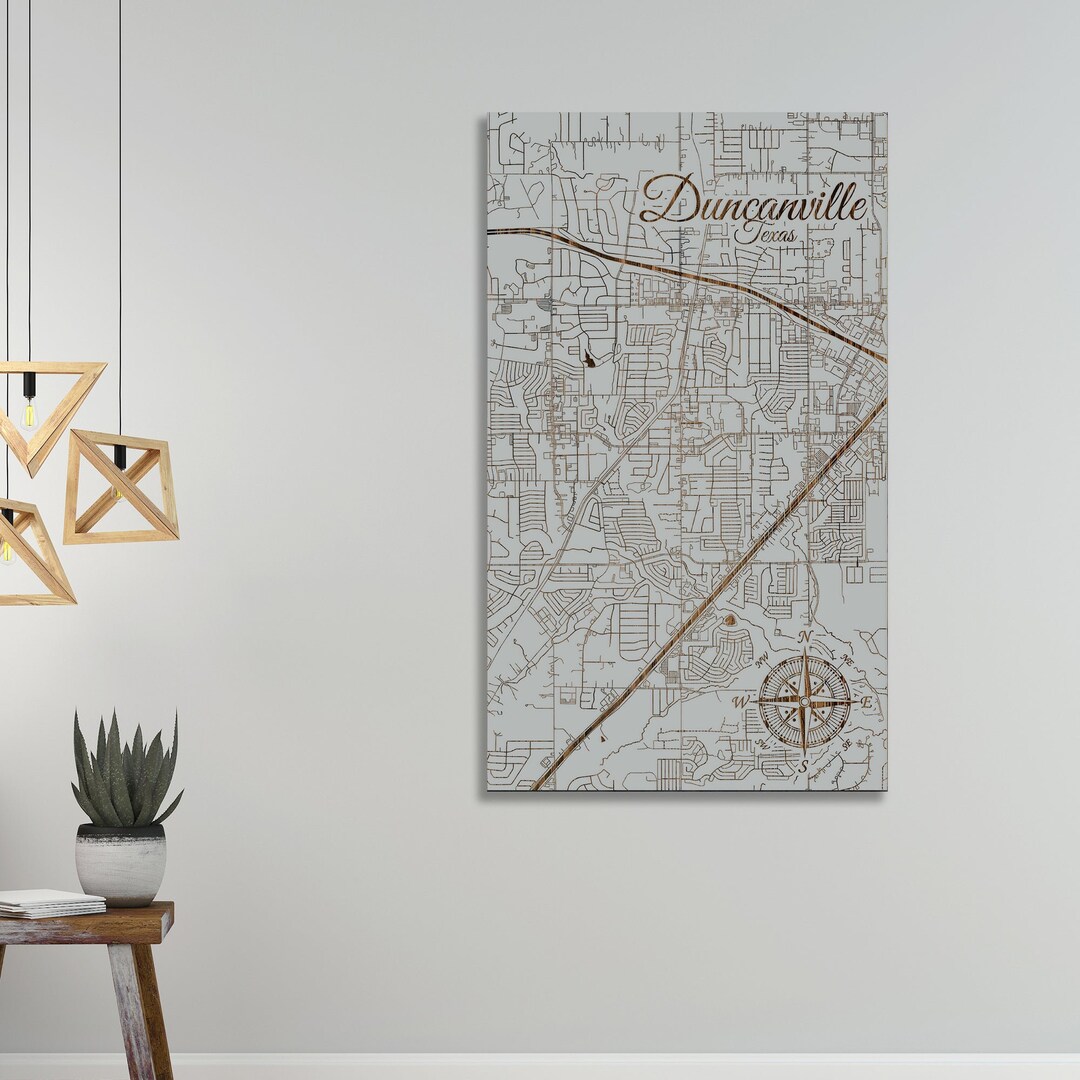 Texas: Duncanville Street Map| Wood Wall Decor - Etsy