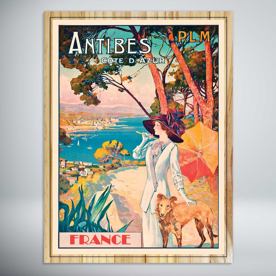 Antibes France Travel Poster: 3D Elevated Art on Pine Wood - Etsy