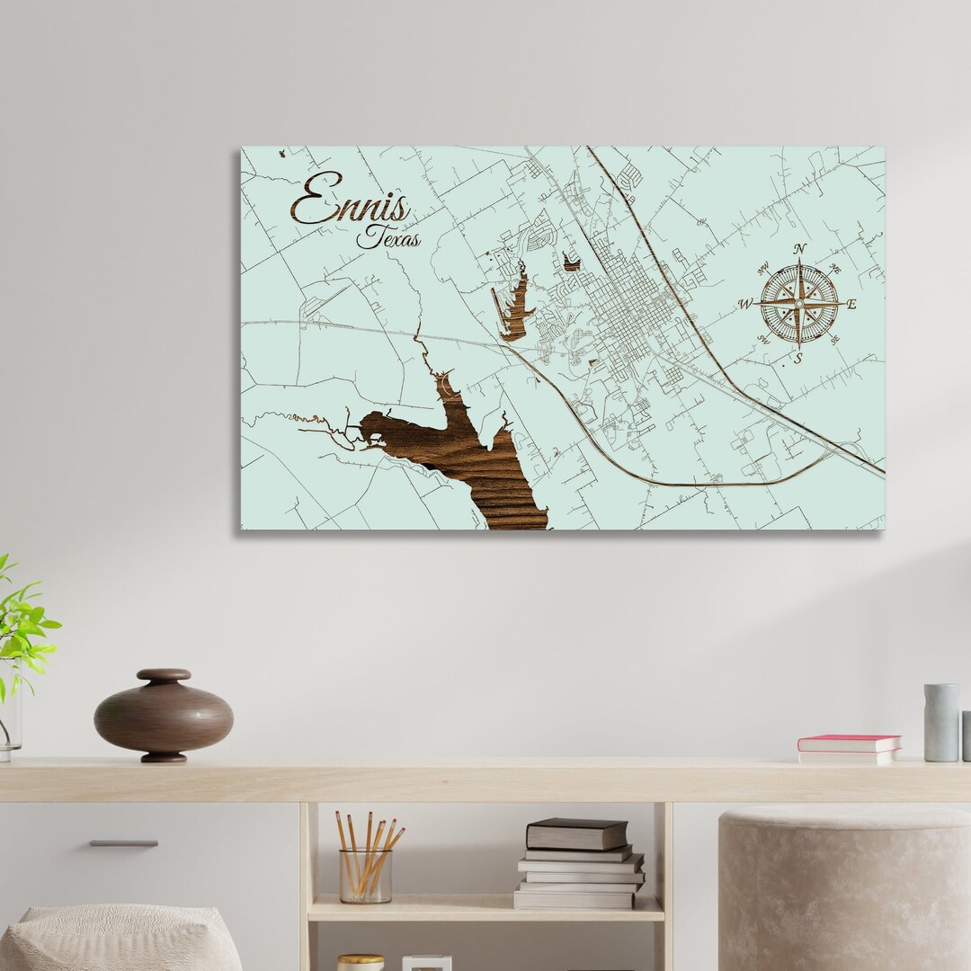 Ennis, Texas Street Map: Laser Engraved Wood Wall Decor - Etsy