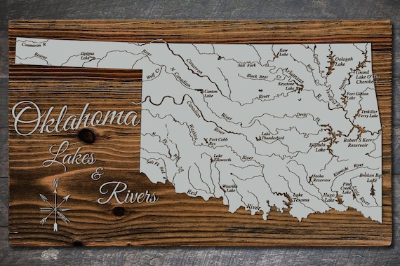 Oklahoma Lakes And Rivers Map Lake O' The Cherokees Sub Watershed