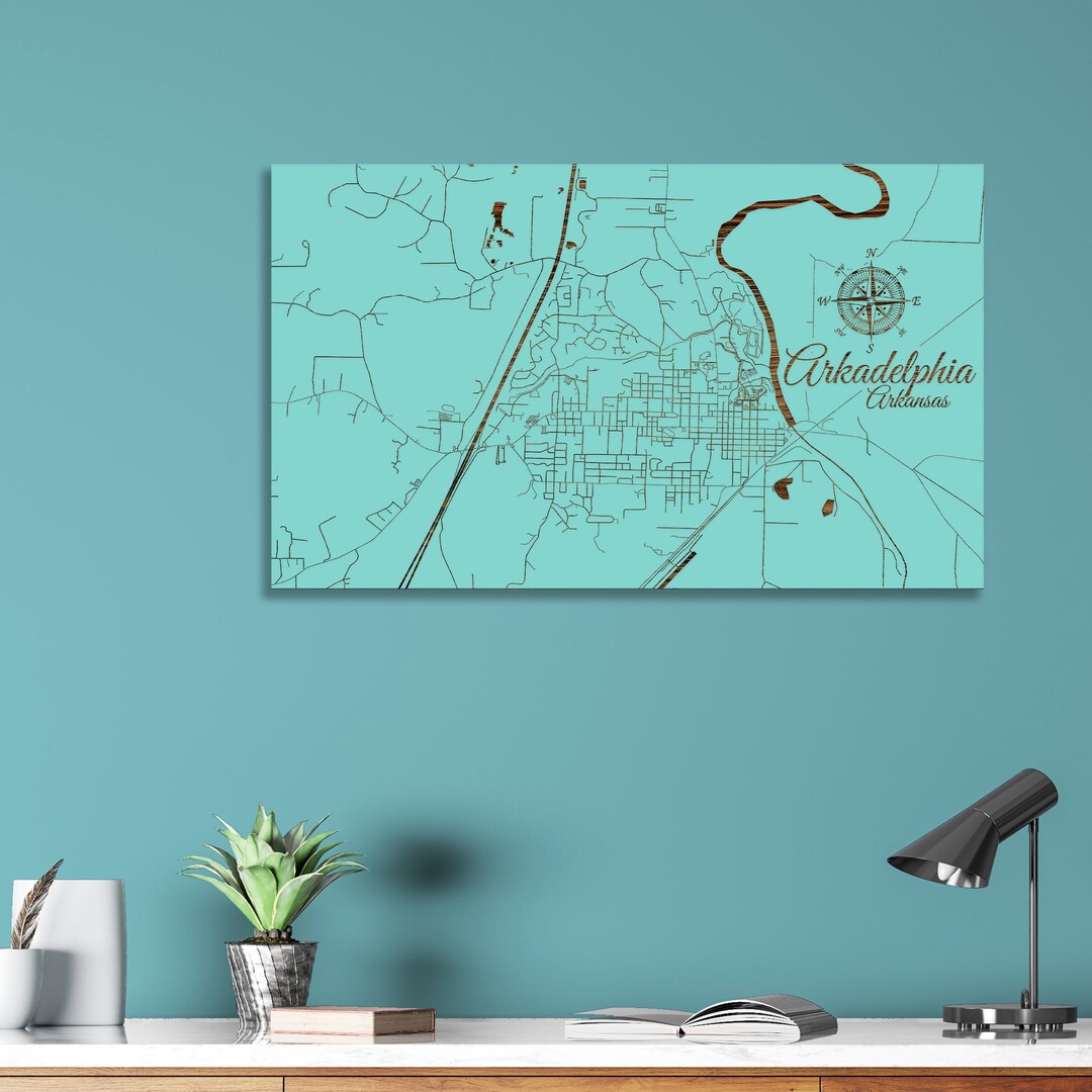 Arkansas: Arkadelphia Street Map; Wood Engraved Maps, Wall Art| Wood ...