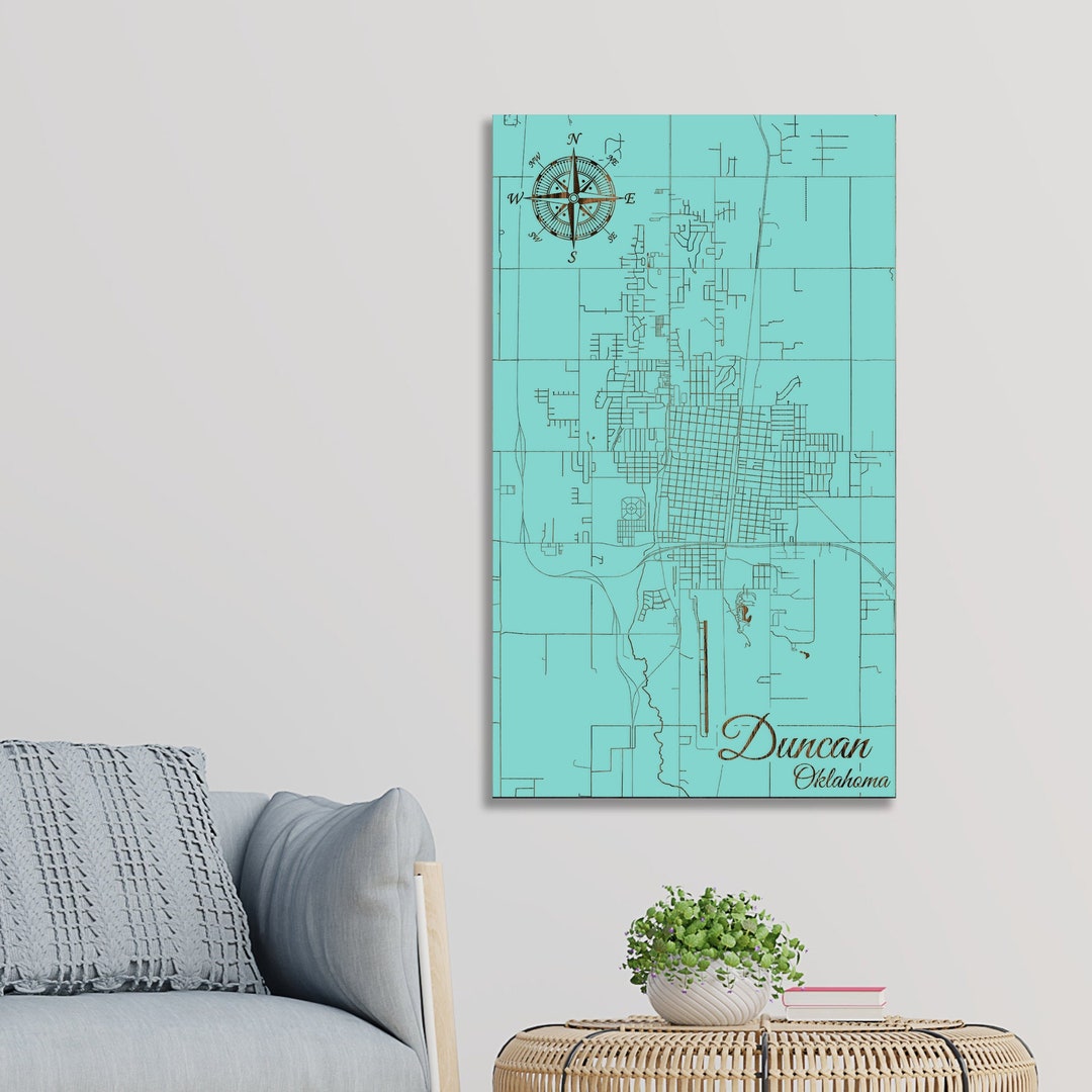 Oklahoma: Duncan Street Map| Wood Wall Decor - Etsy