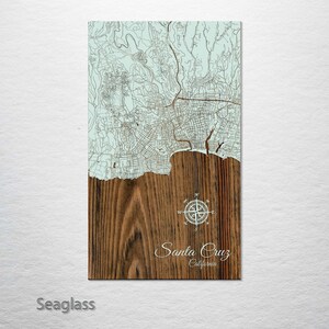 Santa Cruz, California Street Map | Wood Engraved Maps | Wall Art| Wood ...