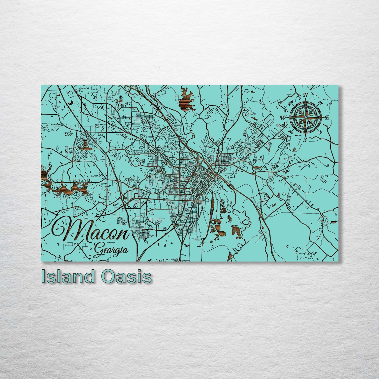 Macon, Georgia Street Map | Wood Engraved Maps, Wall Art| Wood Wall ...