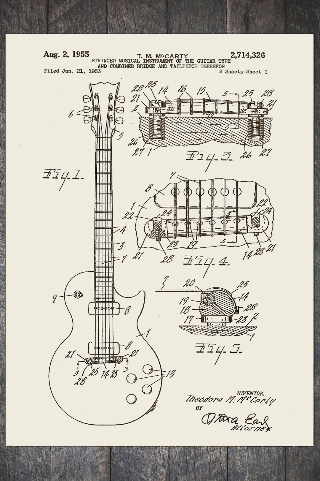1955 Les Paul Guitar| Wood Wall Decor - Etsy