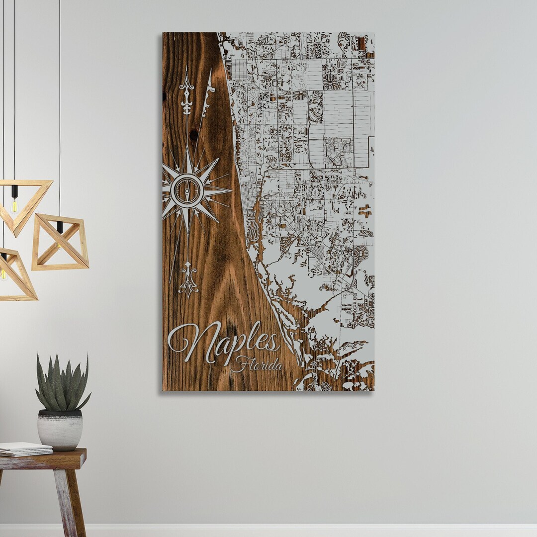 Naples, Florida Street Map: Wood Engraved Wall Art - Etsy