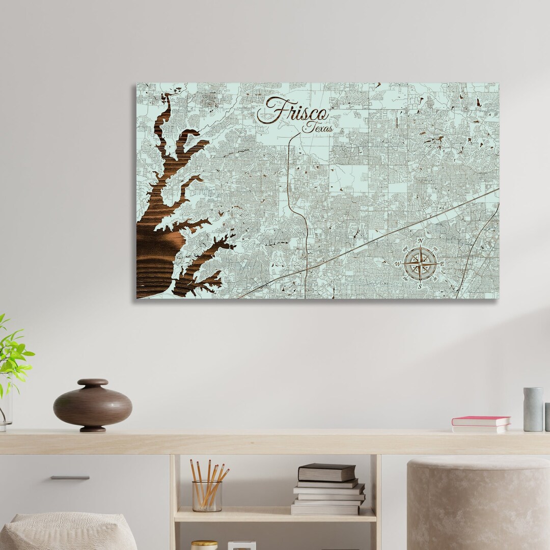 Frisco, Texas Street Map | Wood Wall Art | Wood Wall Map | Wood ...