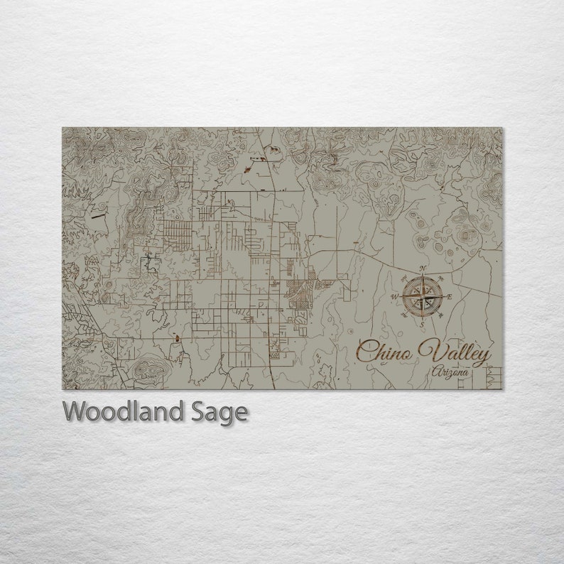 Chino Valley Arizona Street Map: Wood Engraved Wall Art - Etsy