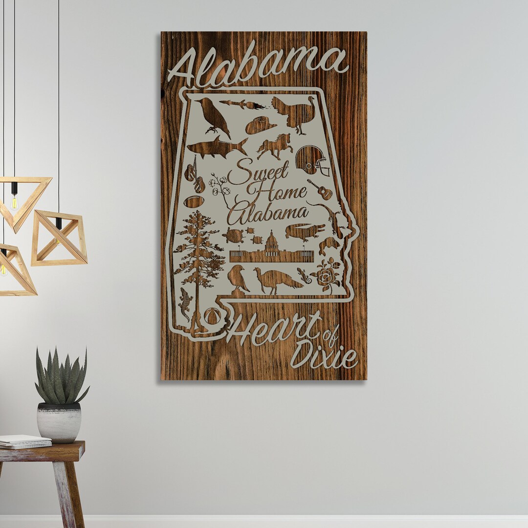 Abstract Map of Alabama | Wall Art| Wood Wall Decor | Home Decor | Wood ...